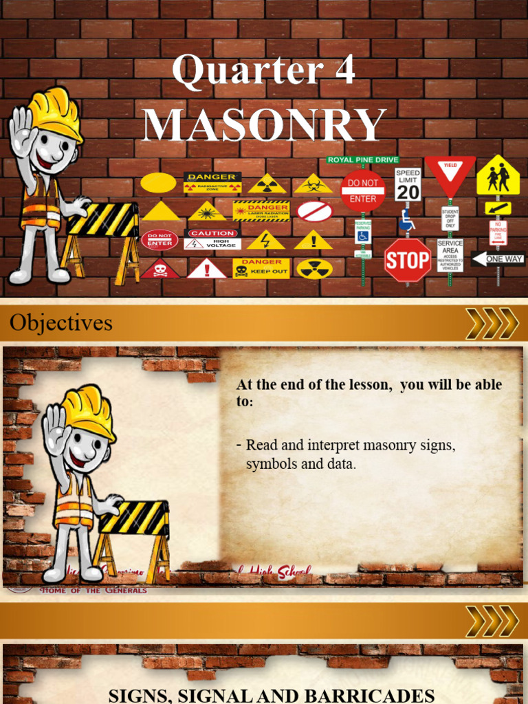 Masonry Safety Signs and Manuals Guide | PDF | Safety