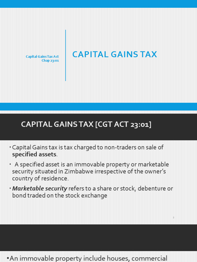 Zimbabwe Capital Gains Tax Overview | PDF | Capital Gains Tax | Taxes