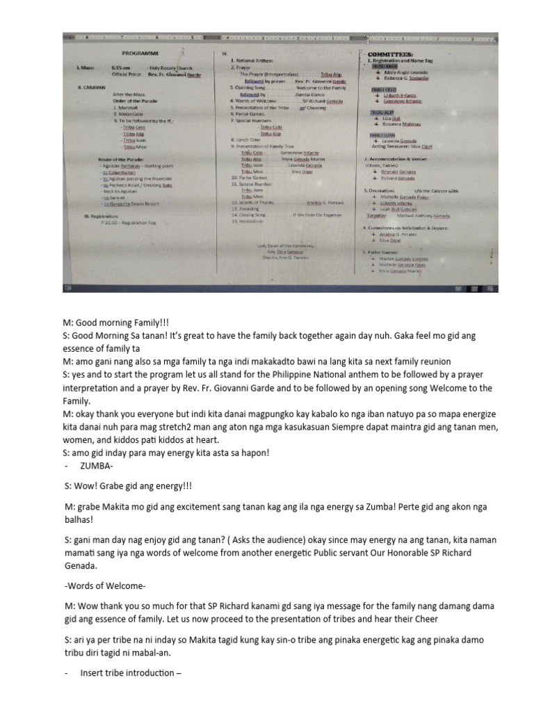 Family Reunion Script | PDF