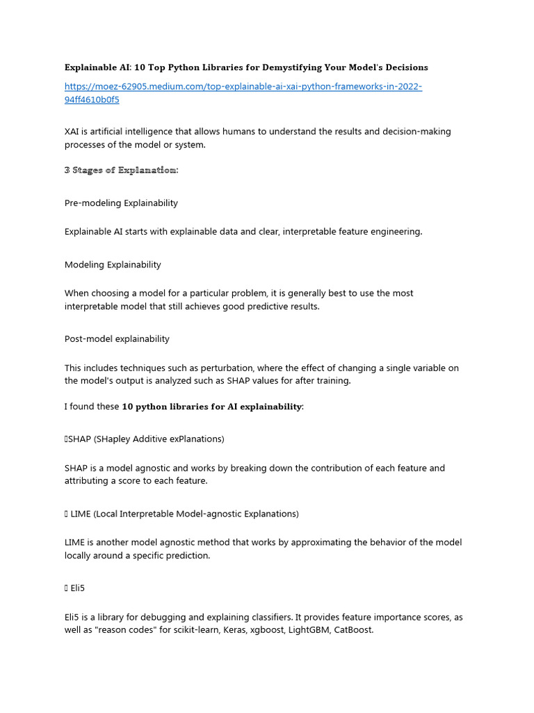 AI - Explainables - Pyhton Libraries | PDF | Machine Learning | Artificial Intelligence