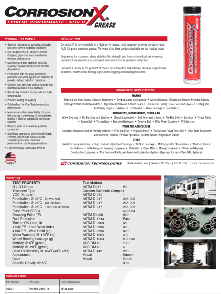 CorrosionX Grease | Download Free PDF | Corrosion | Bearing (Mechanical)