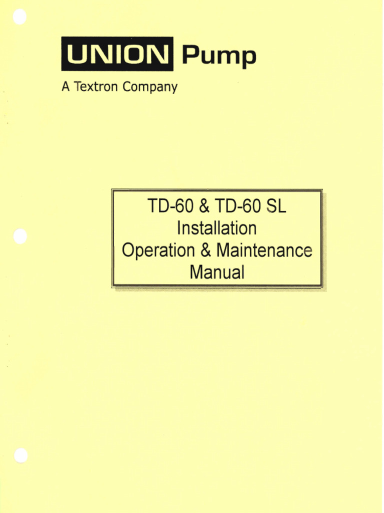 Td-60 & Td-60 SL Op Manual | PDF | Pump | Belt (Mechanical)