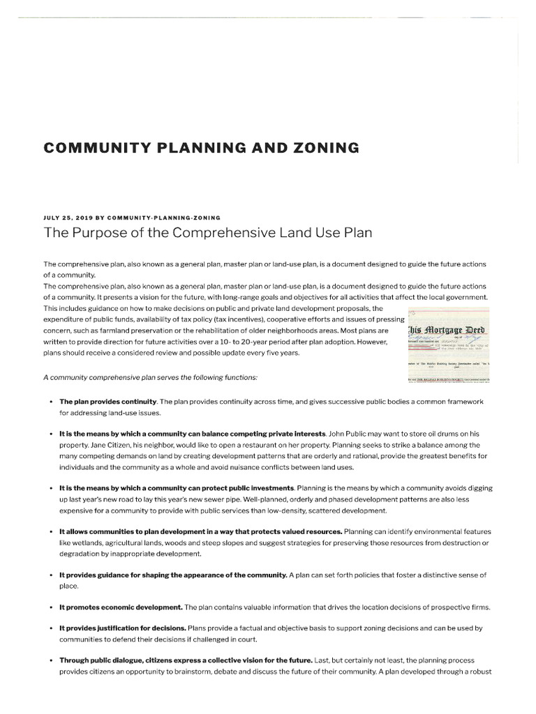 The Purpose of The Comprehensive Land Use Plan - Community Planning and ...