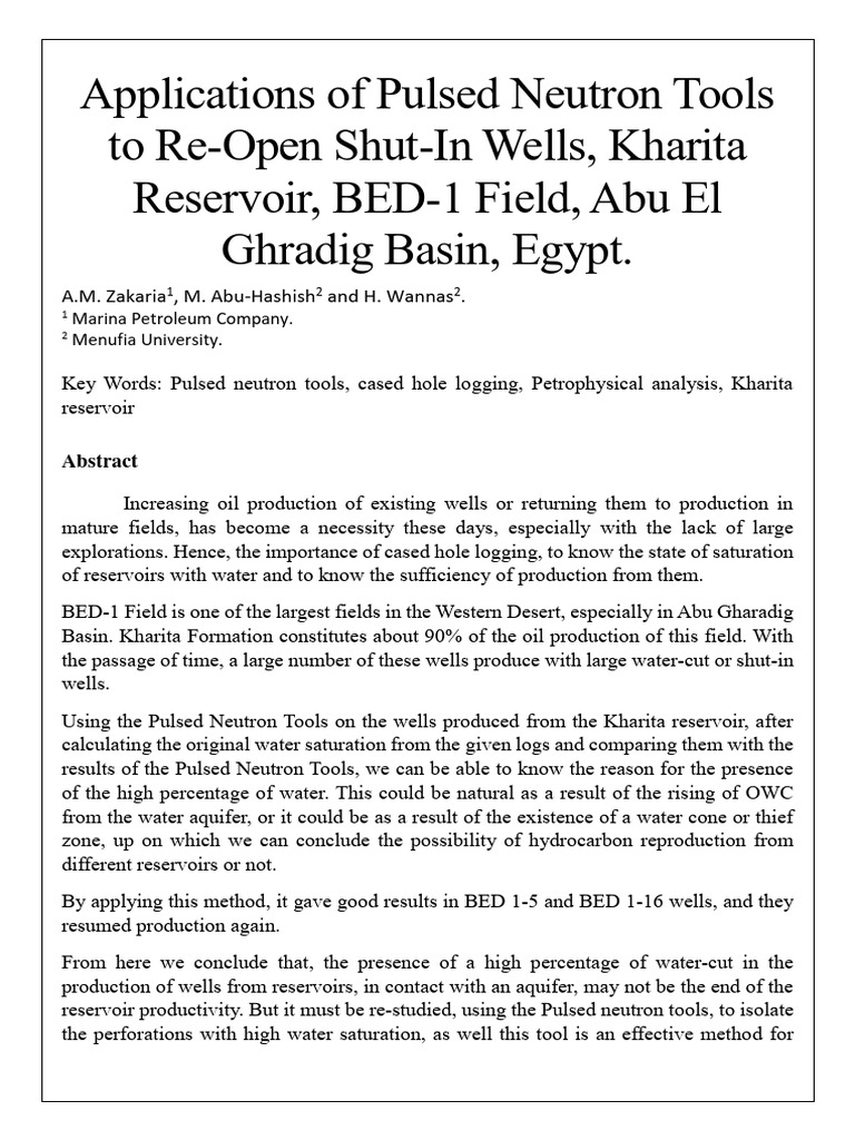 Applications of Pulsed neutron tool | PDF | Petroleum Reservoir | Porosity