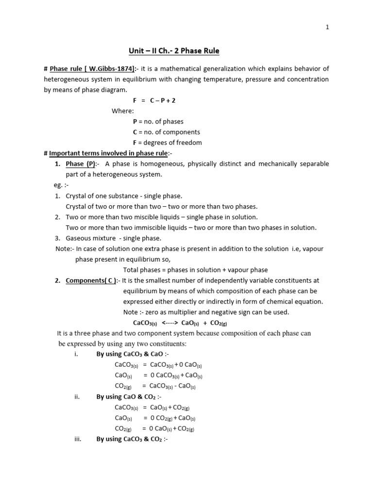 UNIT-II-A - Phase Rule | PDF | Phase Rule | Phase (Matter) UNIT-II-A - Phase Rule | PDF | Phase Rule | Phase (Matter)