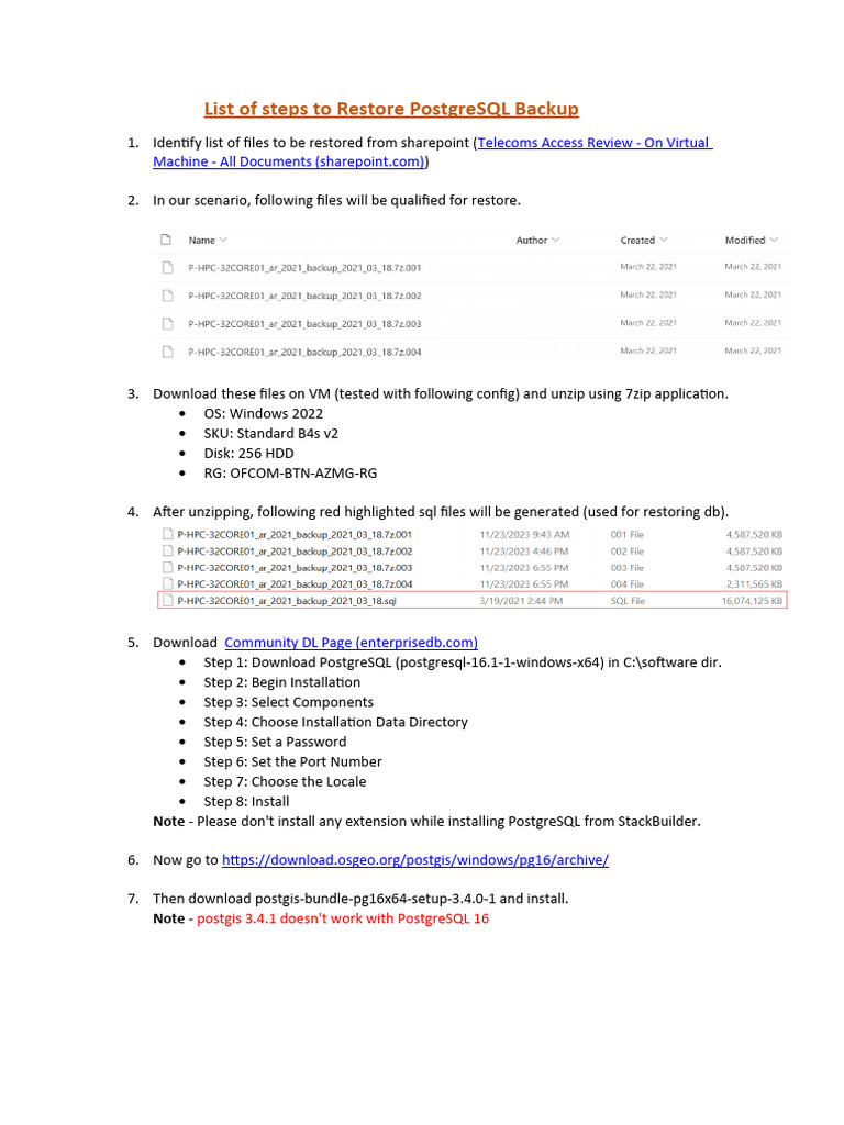 Steps To Restore PostgreSQL | PDF