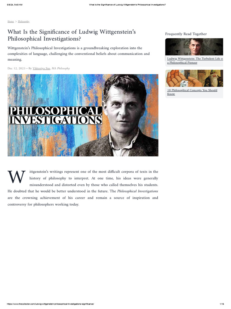 What Is The Significance Of Ludwig Wittgenstein S Philosophical