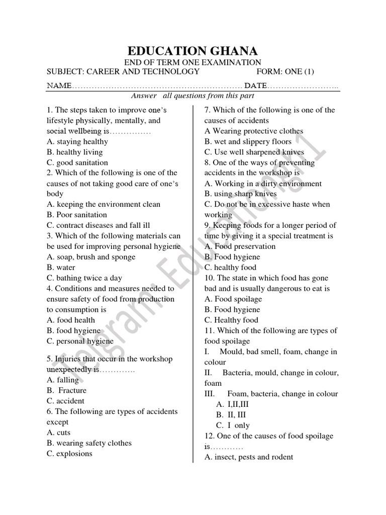 Career Tech Jhs 1 | PDF | Hygiene | Plastic