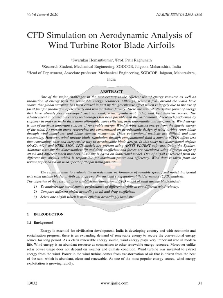 CFD Analysis of Wind Turbine Airfoils | PDF | Wind Turbine | Turbine