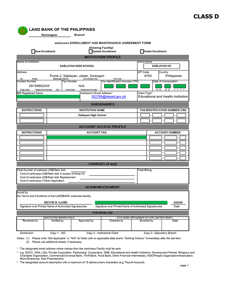 Enhanced Weaccess ENROLLMENT FORM - v2.27.18 - VIEWING | PDF ...