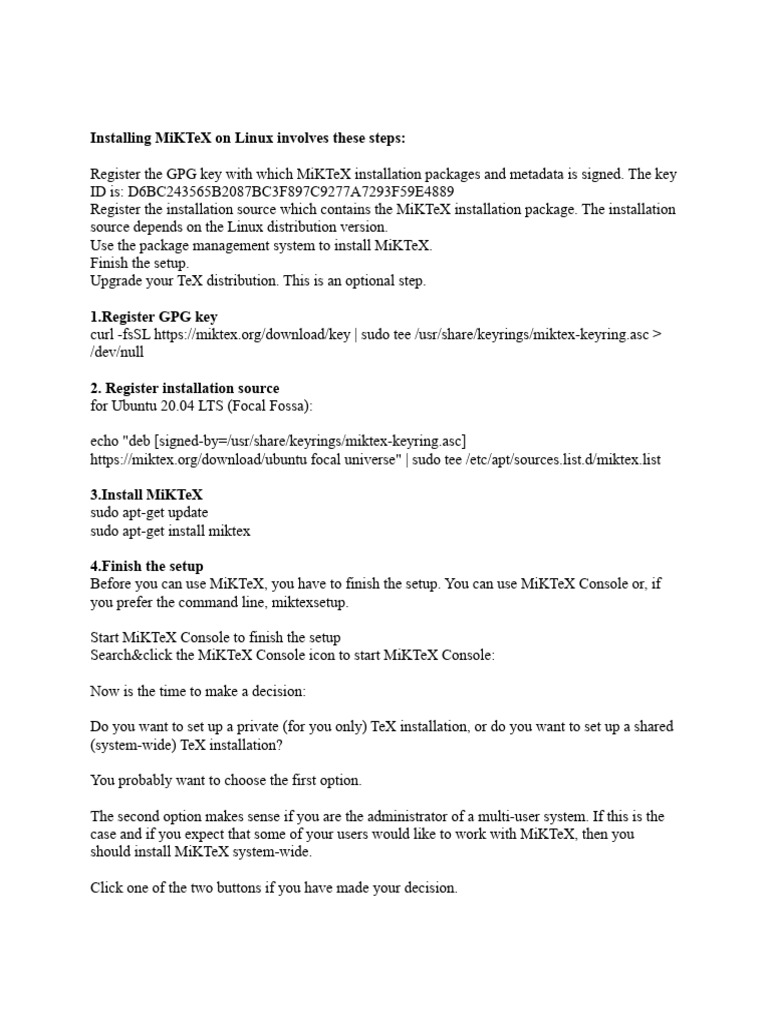 Latex Miktex For Ubuntu20 | PDF | Linux Distribution | Software