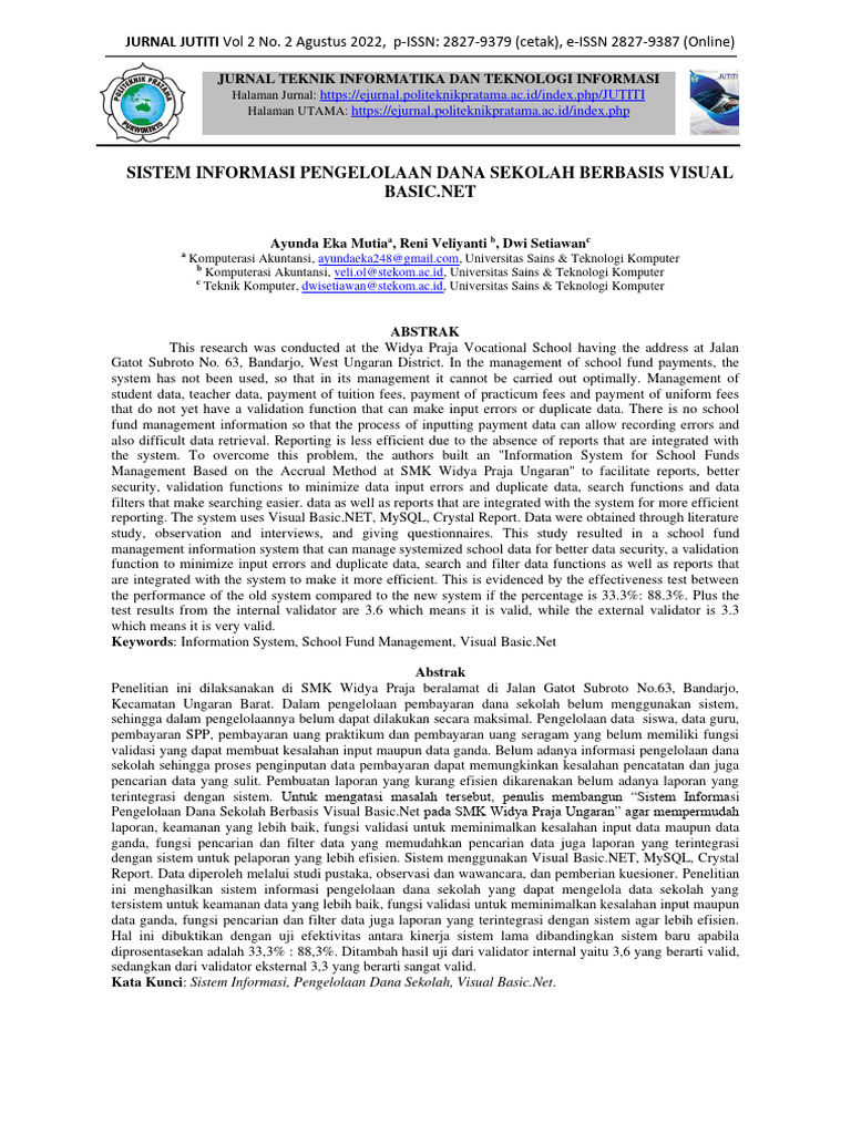Sistem Dana Sekolah Visual Basic.NET | PDF | Komputer