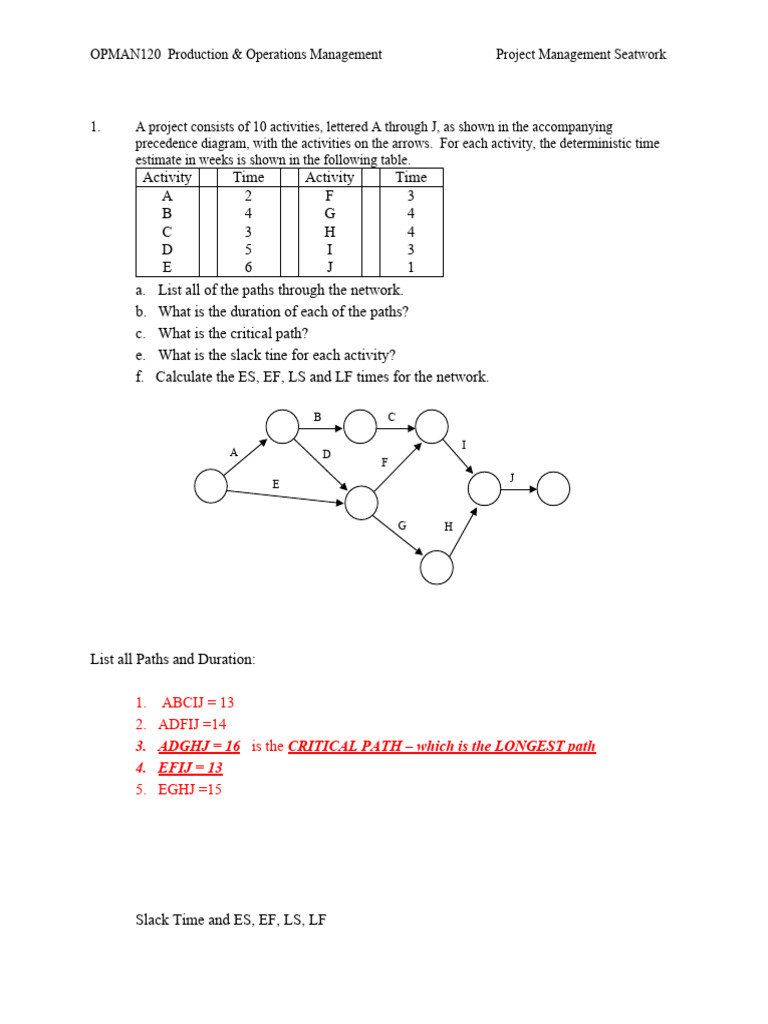 Project Management Seatwork With Answer | PDF | Applied Mathematics | Computer Science
