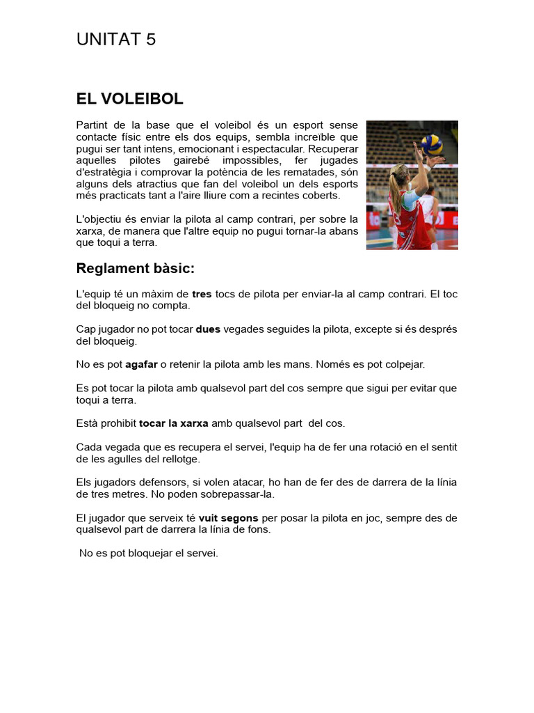 U.5 El Voleibol | PDF