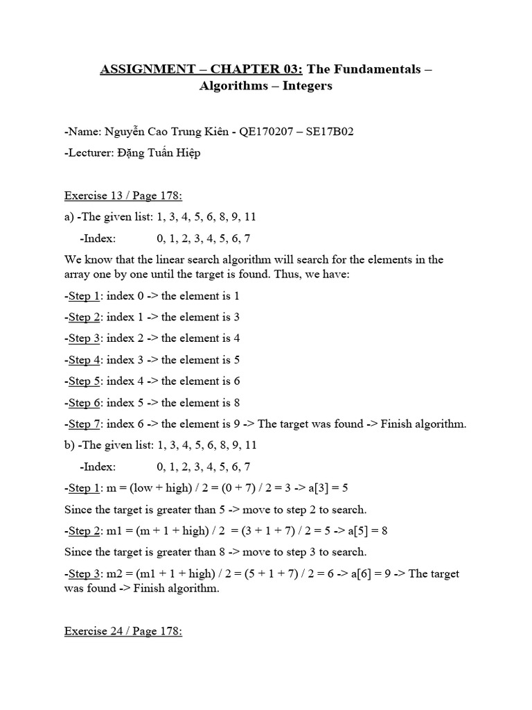 Assignment Chapter03 NguyenCaoTrungKien QE170207 SE17B02 | PDF | Number Theory | Theoretical ...