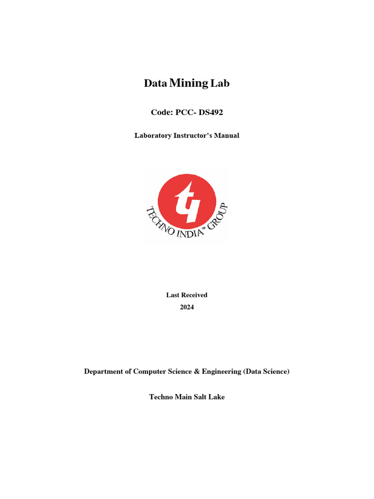 lab manual - Data Mining | PDF | String (Computer Science) | Engineering