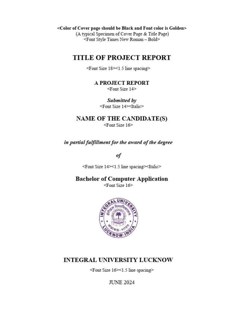 BCA Project Report Format | PDF | Information Technology Management | Information Technology