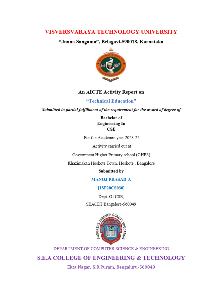 AICTE Activity Report on Technical Education | PDF | Sanitation ...