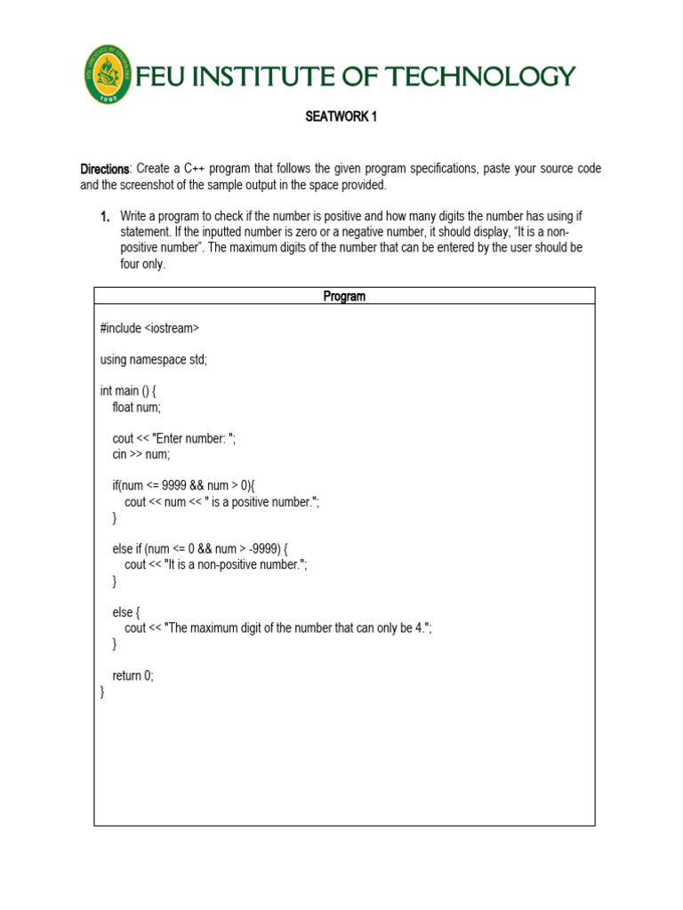 Seatwork 2 | PDF | Computer Engineering | C++