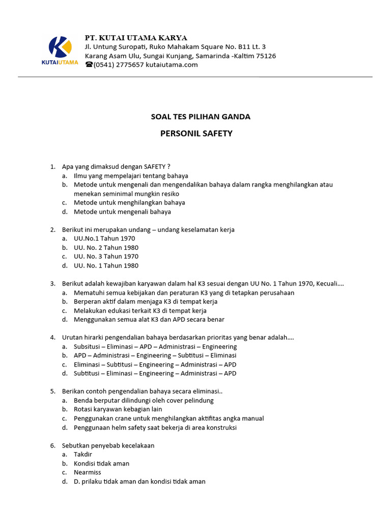 Soal Safety Officer | PDF