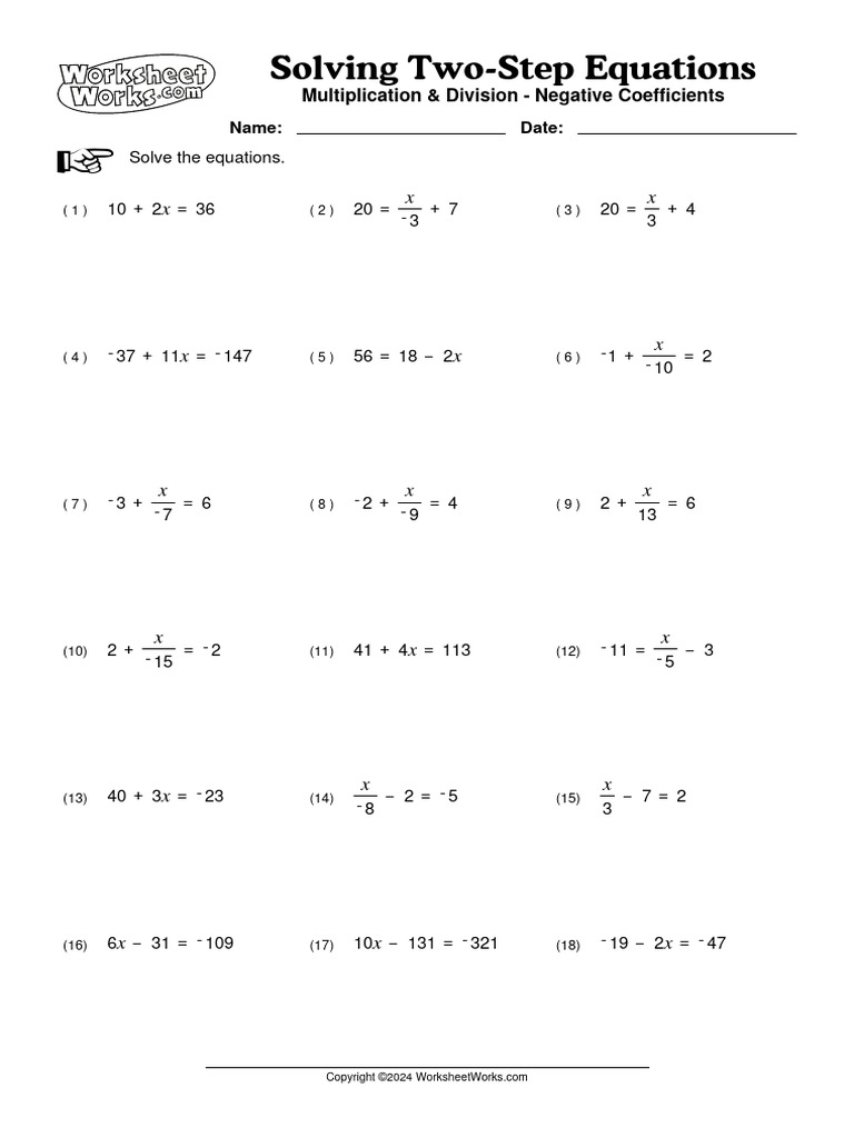 WorksheetWorks Solving TwoStep Equations 1 | PDF | Mathematical Objects | Algebra