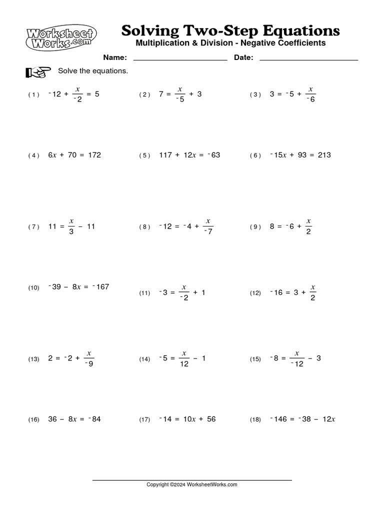 WorksheetWorks Solving TwoStep Equations 3 | PDF | Mathematical Objects ...