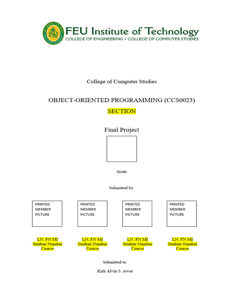 OOP Final Project Overview | PDF | Computer File | Menu (Computing)