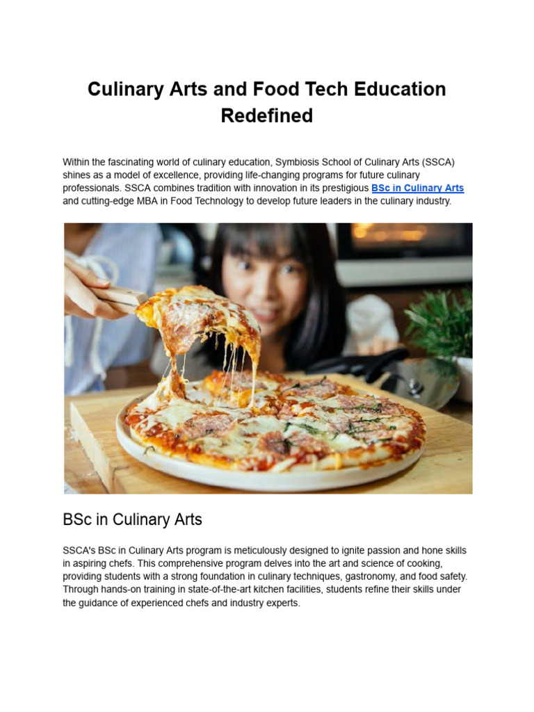 Culinary Arts and Food Tech Education Redefined | PDF | Culinary Arts ...