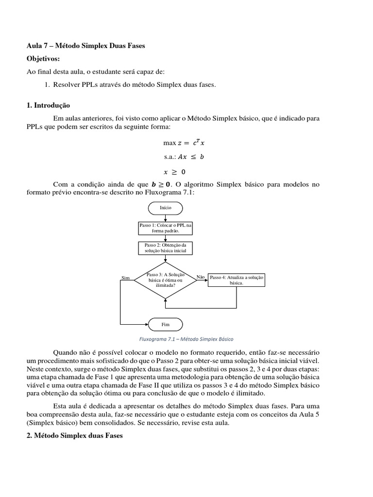 Aula 07 - Simplex Duas Fases | PDF