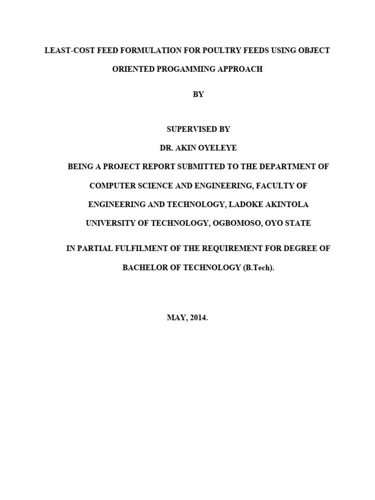 Least-Cost Poultry Feed Formulation | PDF | Animal Feed | Mathematical ...