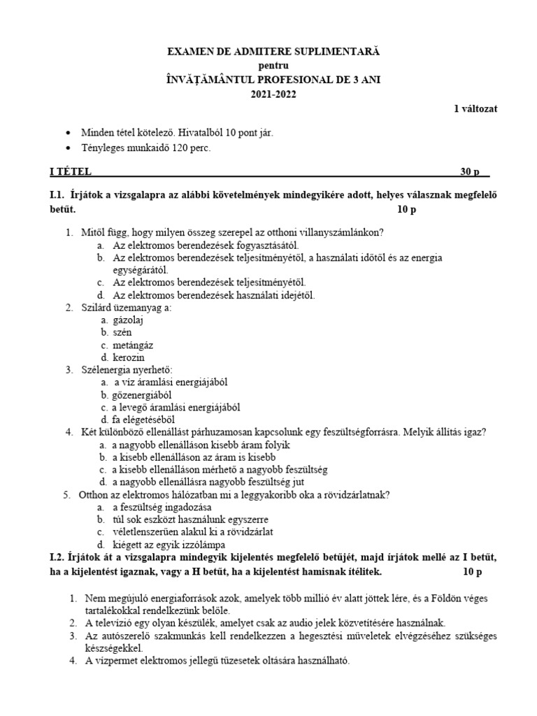 Subiect Admitere IP3 Var 1m | PDF