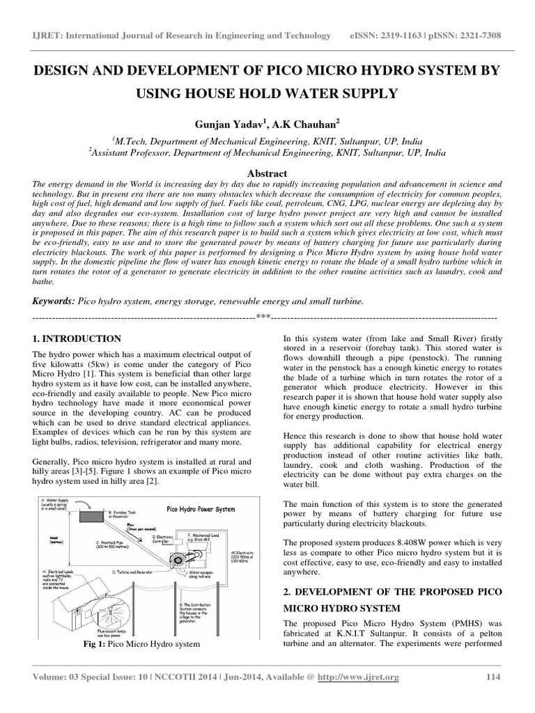 Design and Calculation of Pico Hydro Pow | Download Free PDF | Hydroelectricity | Rectifier