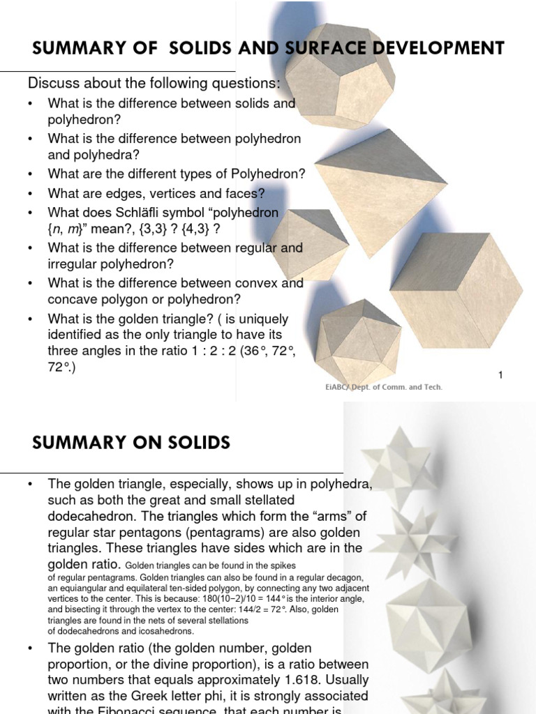 03, 04 - Geometric Solids and Development - Part One | PDF | Convex Geometry | Polytopes