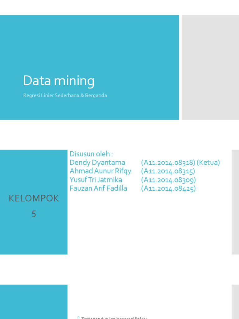 Data Mining - Regresi Linier (Sederhana & Berganda) | PDF