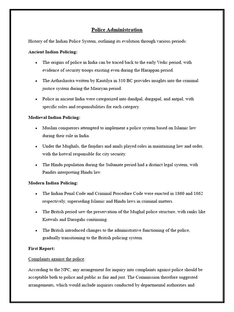 Police Administration Notes | PDF | Police | Detention (Imprisonment)