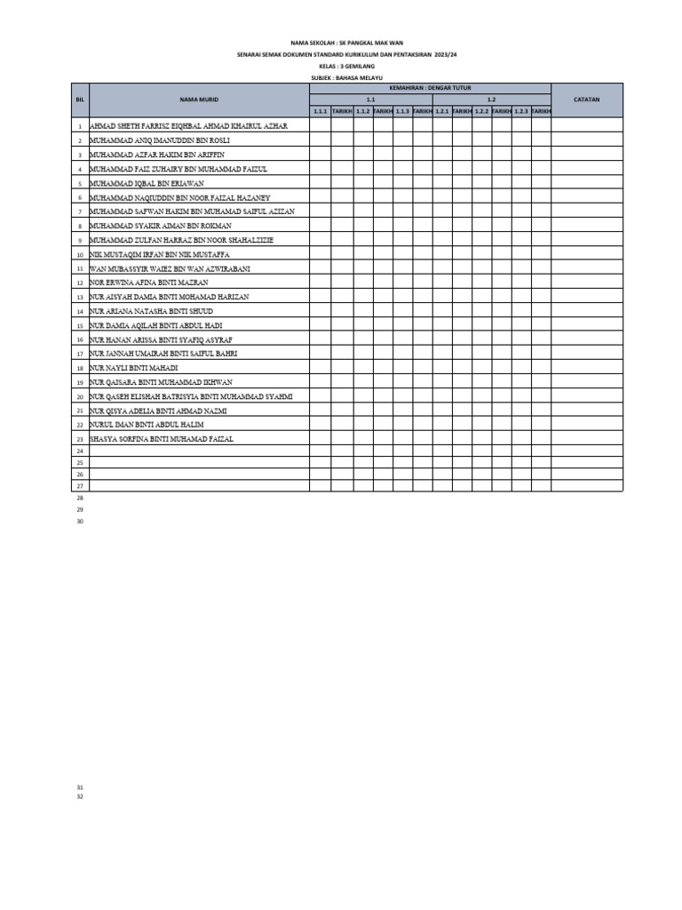 Rekod Transit BM Tahun 3 | PDF