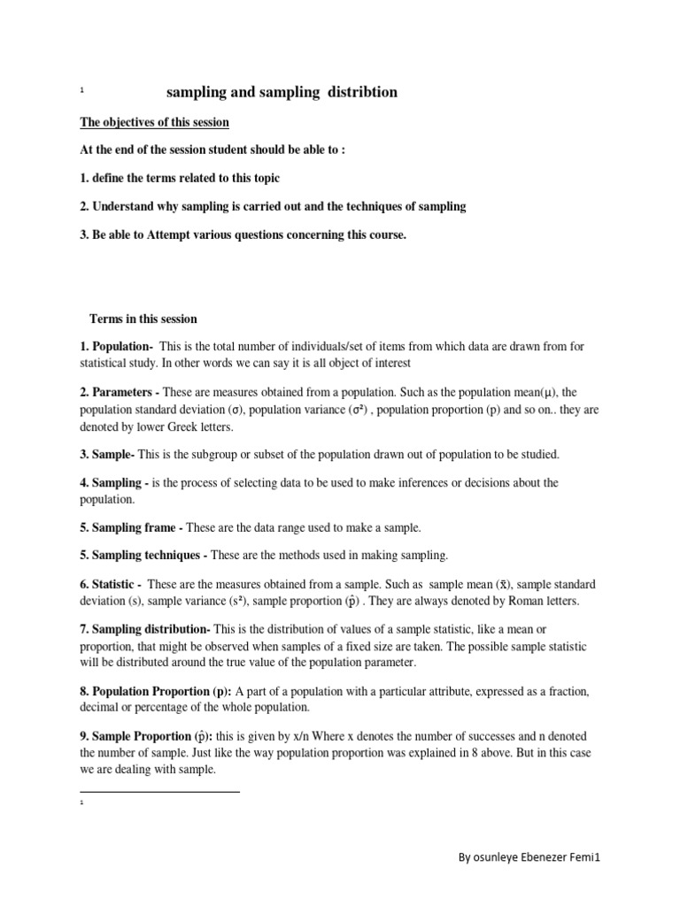 Sampling Techniques and Distribution Explained | PDF | Sampling (Statistics) | Standard Deviation