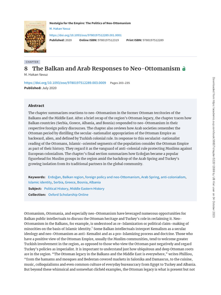 The Balkan and Arab Responses To Neo-Ottomanism | PDF | Turkey | Balkans