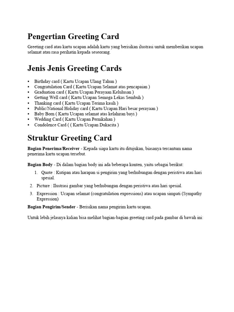 Jenis dan Struktur Greeting Card | PDF | Wedding | Social Institutions