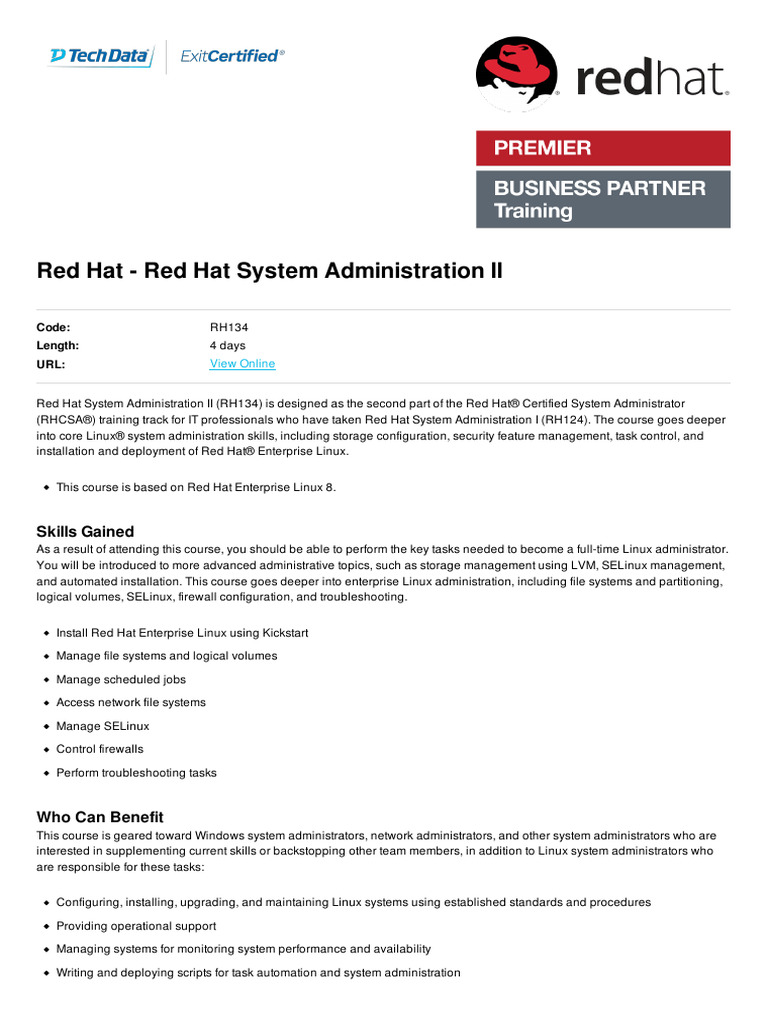 Red Hat System Administration II | PDF | System Administrator | Linux