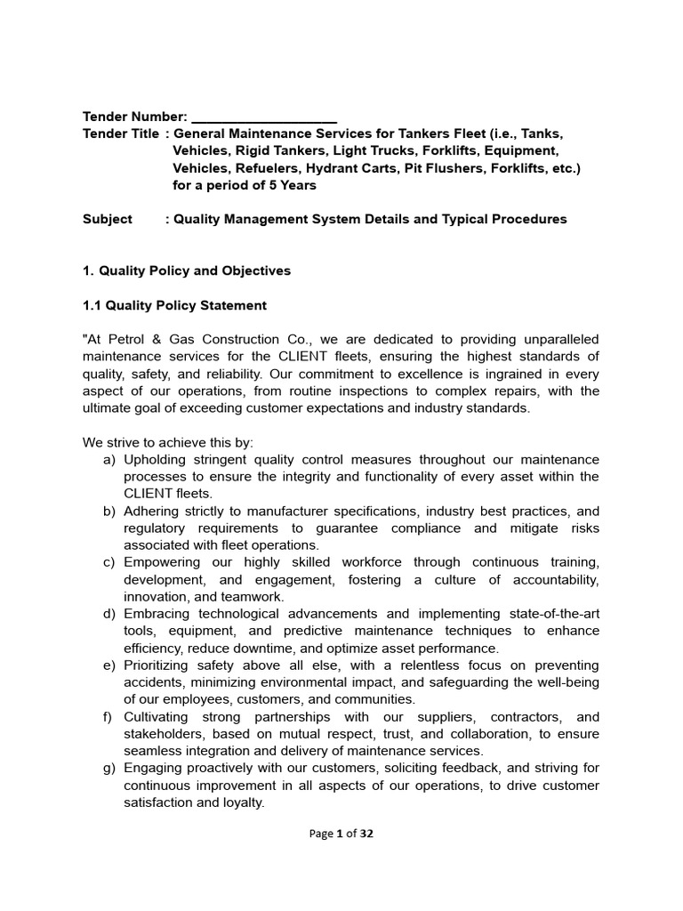 Quality Management System Details and Typical Procedures | PDF | Risk ...