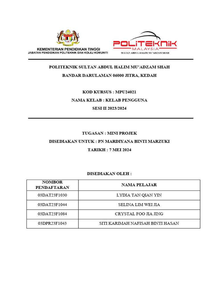 Mini Projek (Pengguna) | PDF