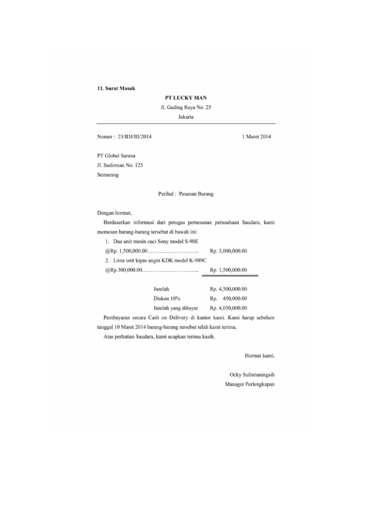 Contoh Surat Masuk Dan Surat Keluar 11 2048 | PDF