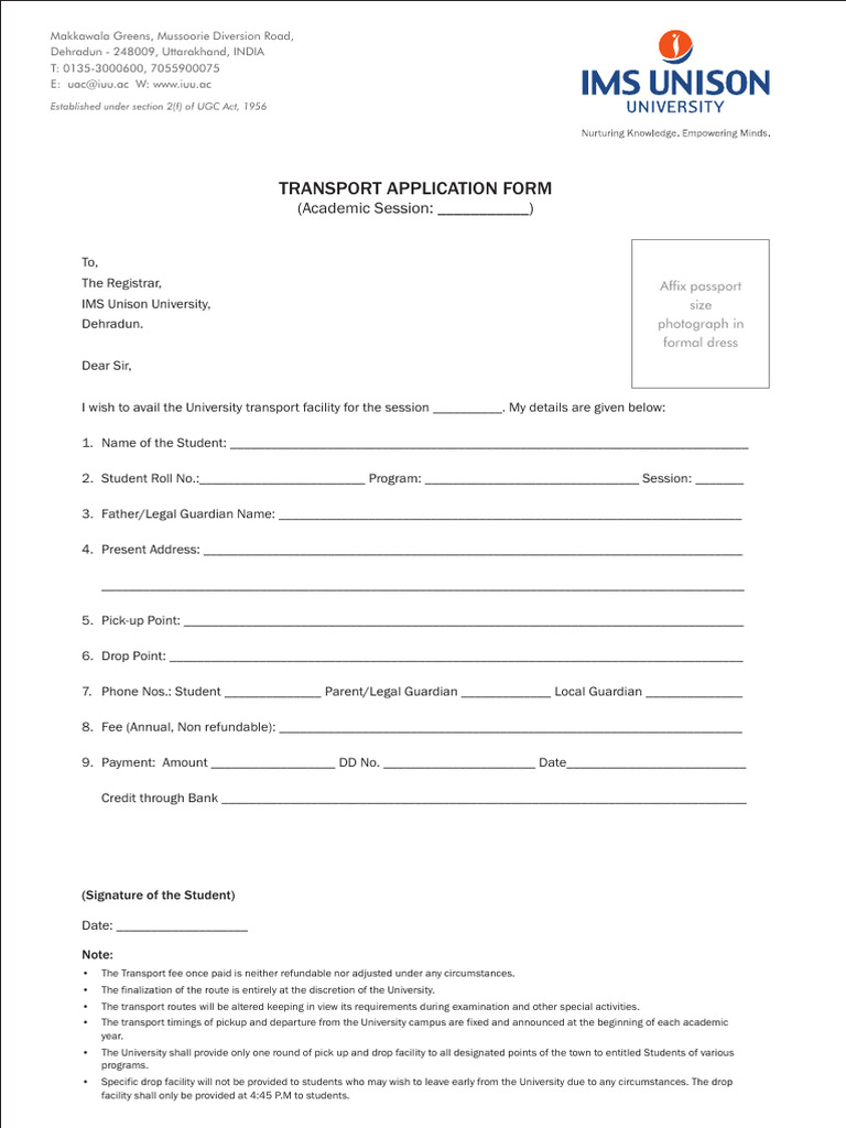 Transport Form | PDF