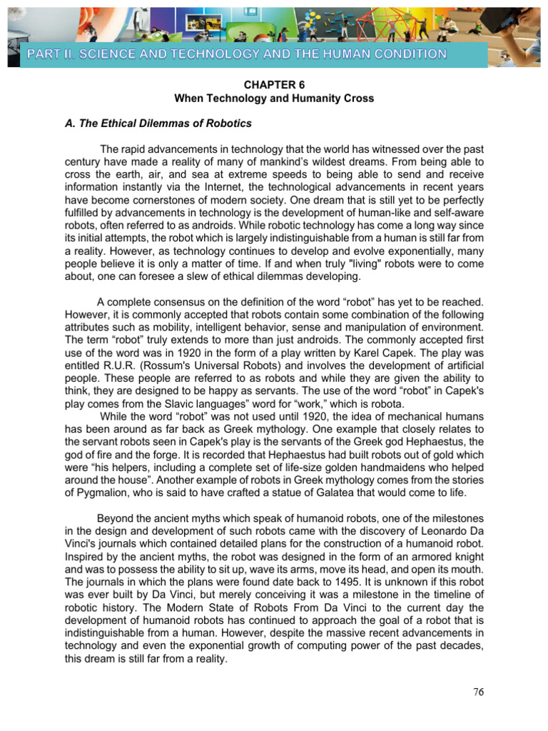 A. The Ethical Dilemmas of Robotics: Chapter 6 When Technology and Humanity Cross | PDF | Robot ...