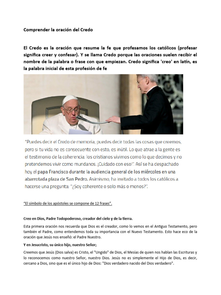 Comprender La Oración Del Credo Fede Abril 2024 t.p3 | PDF | Jesús ...