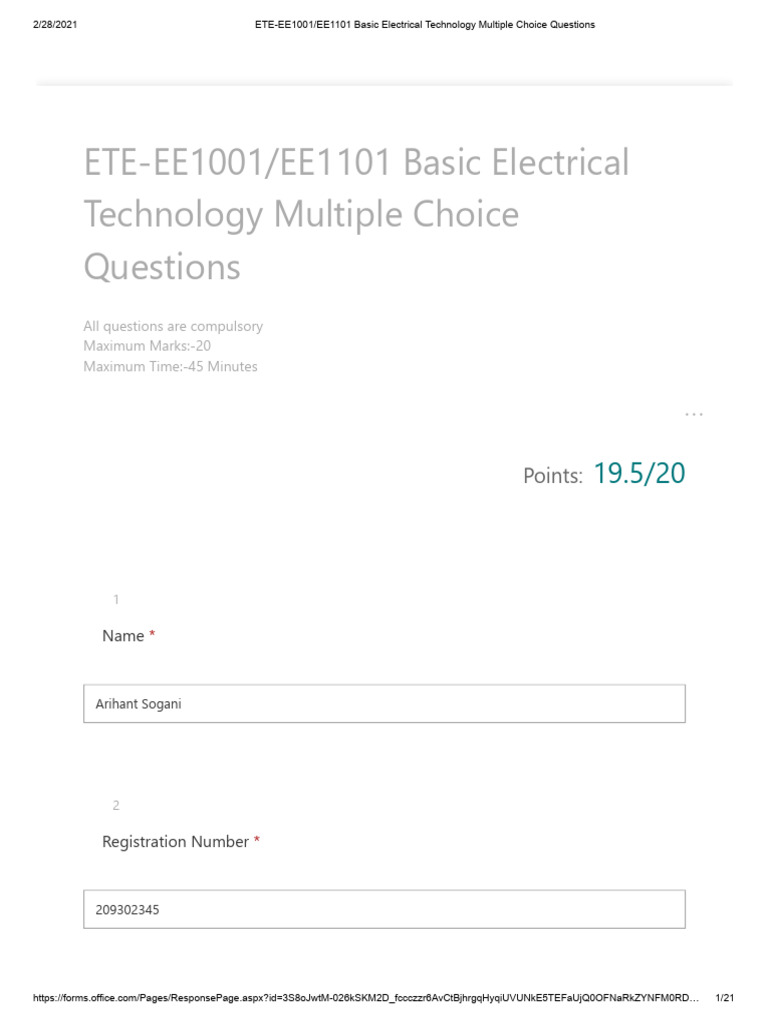 Basic Electrical Tech MCQs Quiz | PDF | Electromagnetic Induction ...