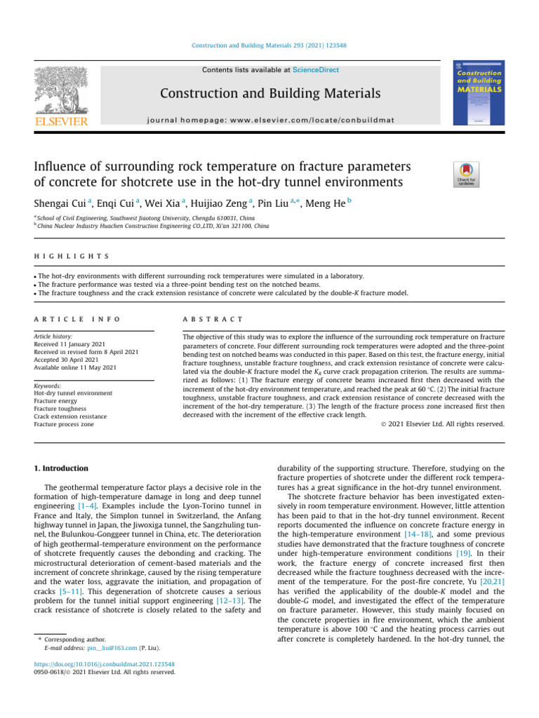Influence of Surrounding Rock Temperature On Fracture Parameters | PDF ...