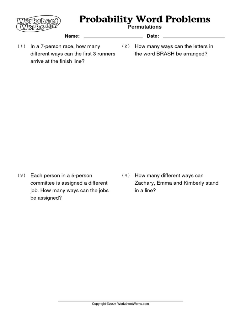 WorksheetWorks Probability Word Problems 15 | PDF | Language Arts ...