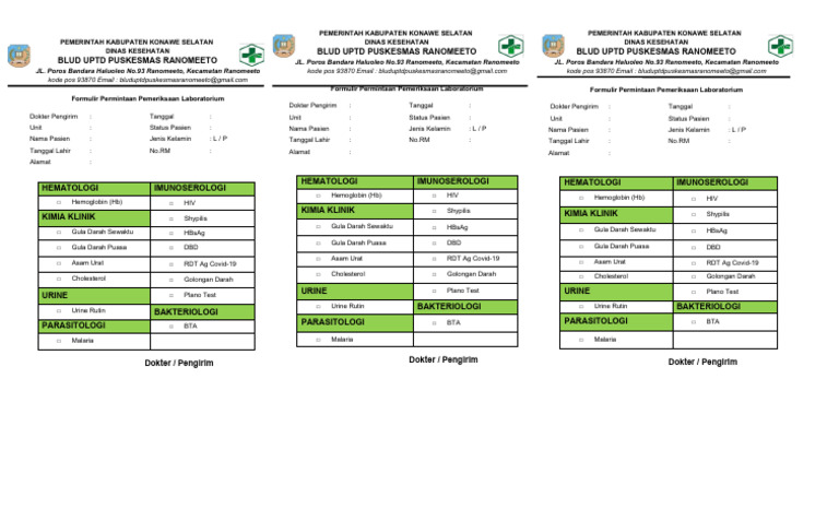 FORM PERMINTAAN LAB FIX | PDF